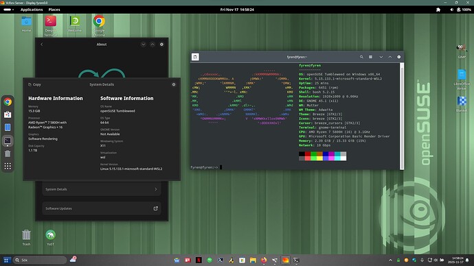 Install Opensuse with Desktop Environment in Windows Subsystem - Gnome - Applications - openSUSE ...