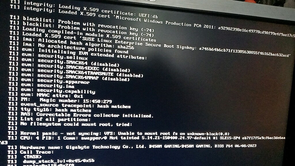 Believe to be a UEFI error or ACPI - Install/Boot/Login - openSUSE Forums