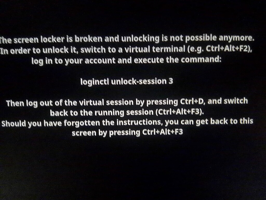 KDE Desktop Environment error when attempt to lock screen ...