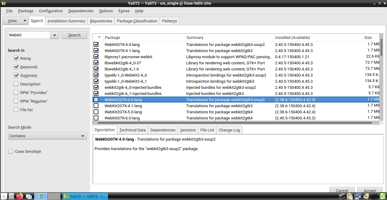Requesting decisions concerning which WebKit2GTK-related software packages to keep or update and ...