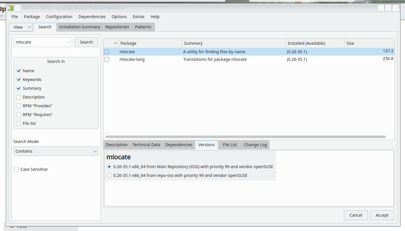 Refreshing/Update openSUSE filesystem database: - Applications - openSUSE Forums