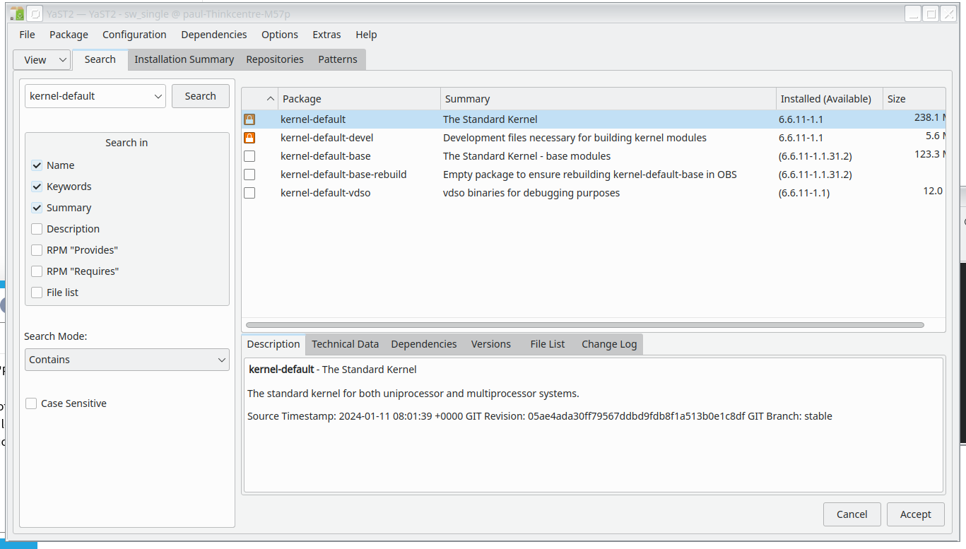 Locking the current kernel version - Applications - openSUSE Forums