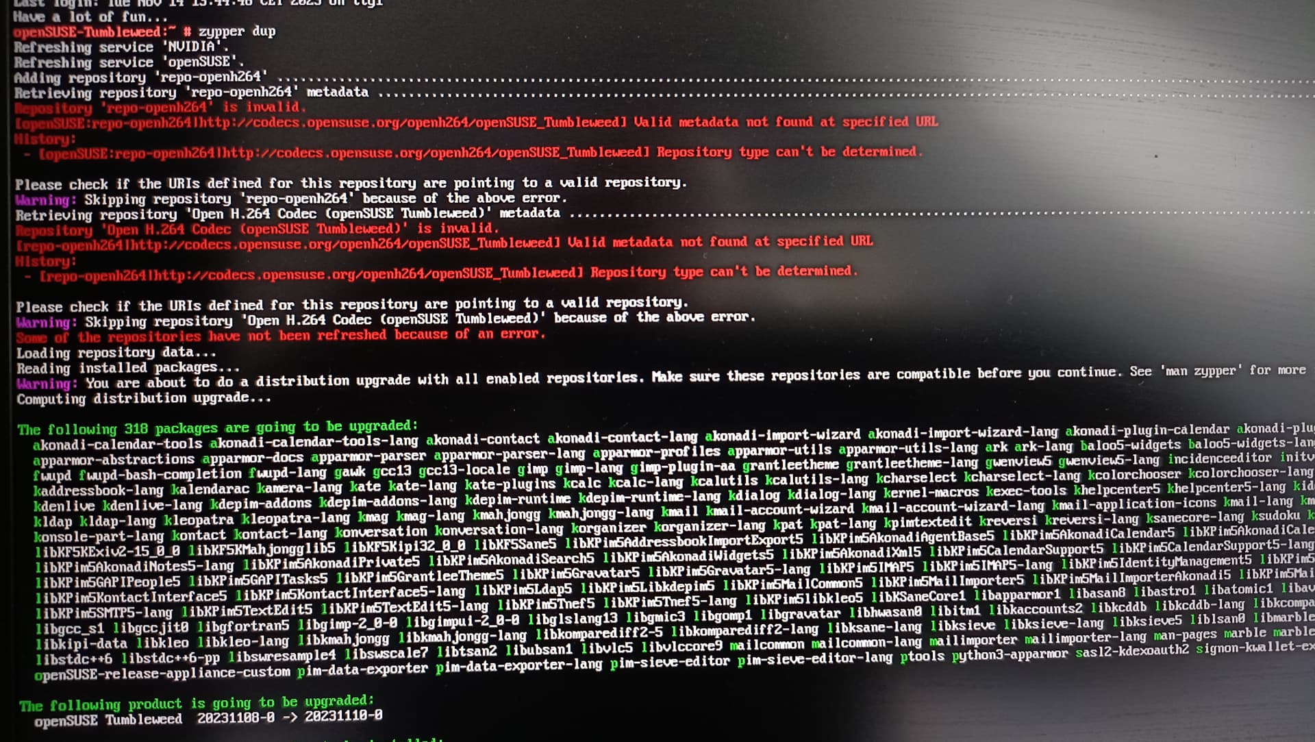 Error messages in zypper dup - Install/Boot/Login - openSUSE Forums