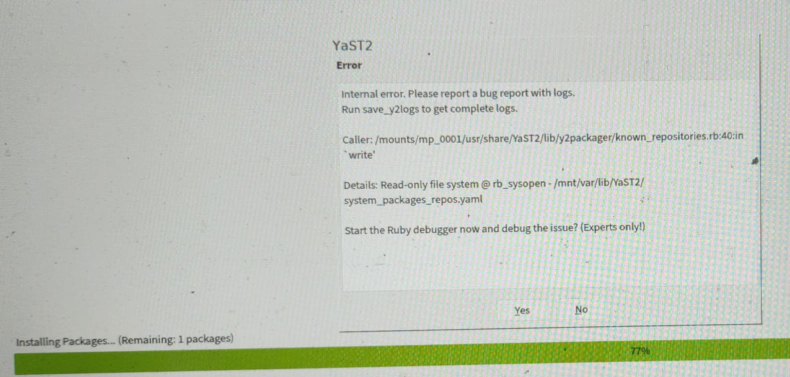 Tumbleweed Installation Freezes at 77% - Page 2 - Install/Boot/Login - openSUSE Forums