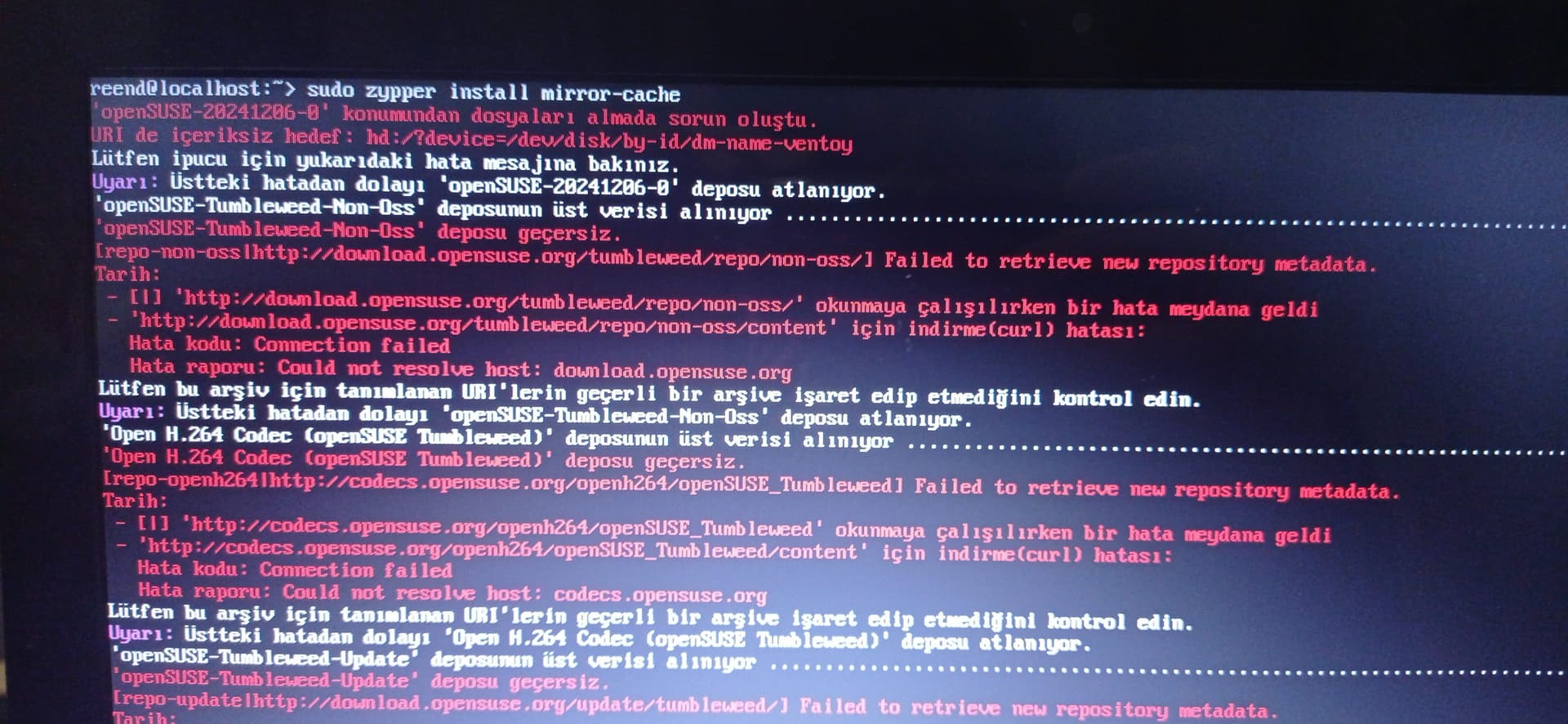Bunch of repository errors on tumbleweed - Install/Boot/Login - openSUSE Forums