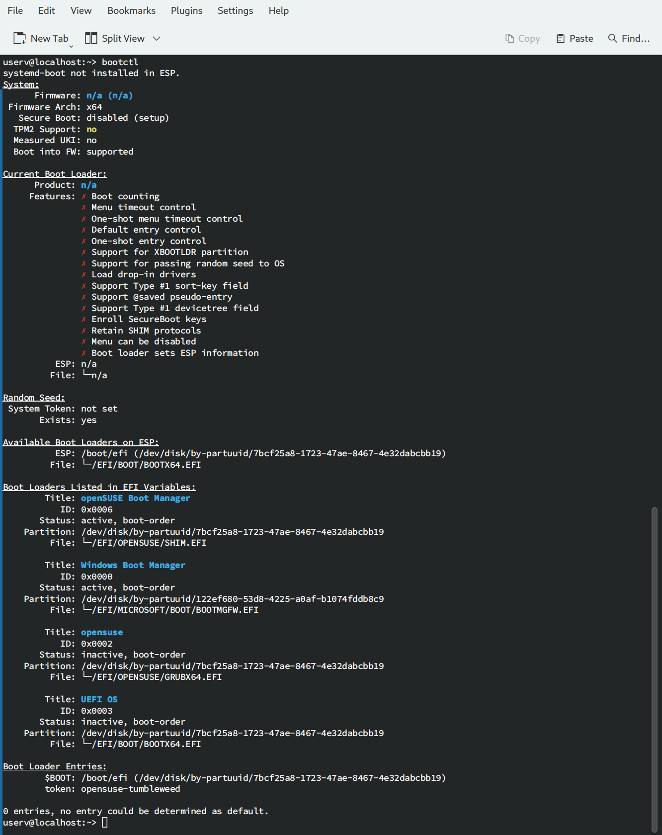 No free space in /boot/efi for new kernel error during update - Install/Boot/Login - openSUSE Forums