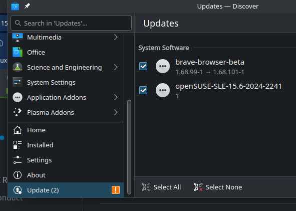 Opensuse Leap 15.6 KDE update differences between discover and zypper up - Applications ...