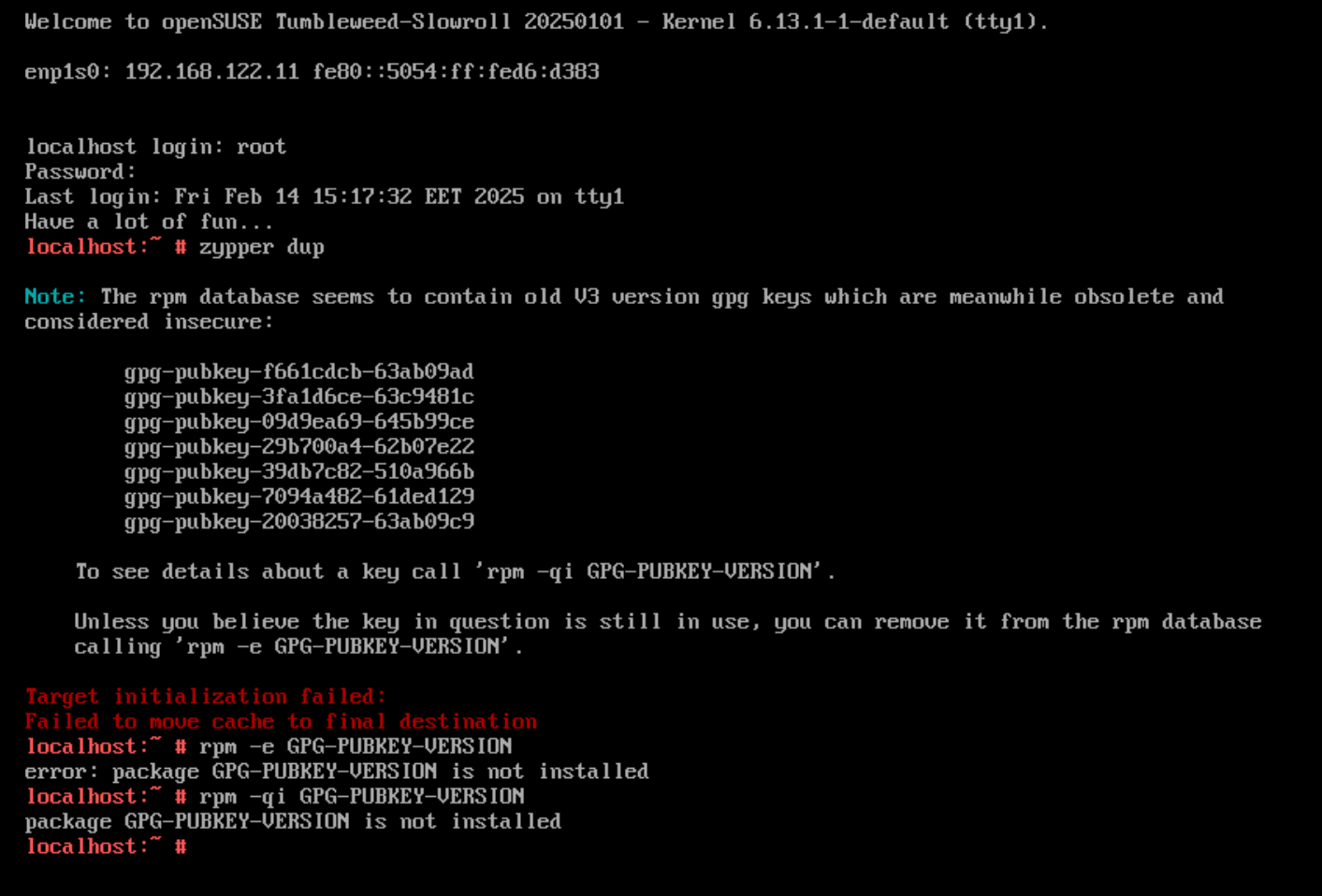 Slowroll odd message - Install/Boot/Login - openSUSE Forums