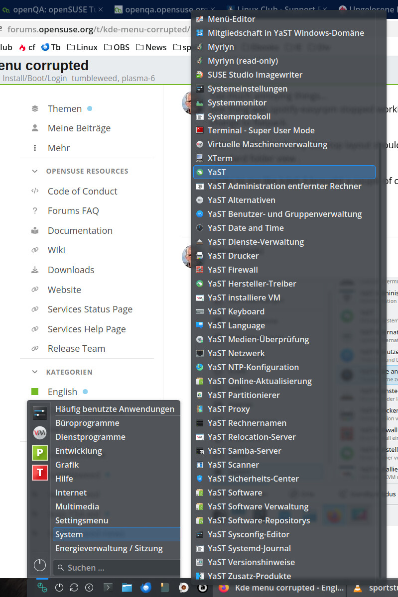 Kde menu corrupted - Install/Boot/Login - openSUSE Forums
